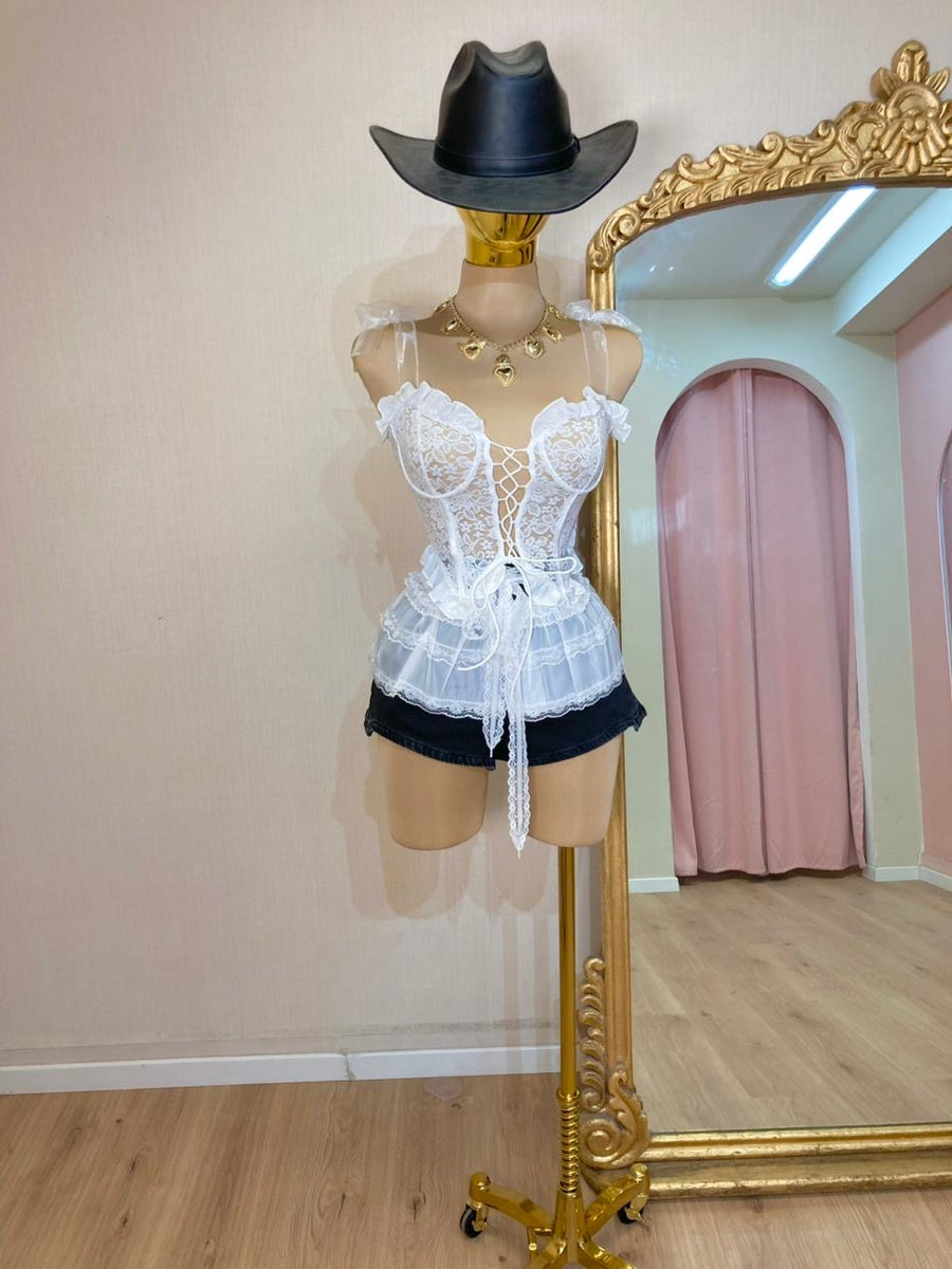 CORSET BLANCO ENCAJE LISTÓN – Hollywear