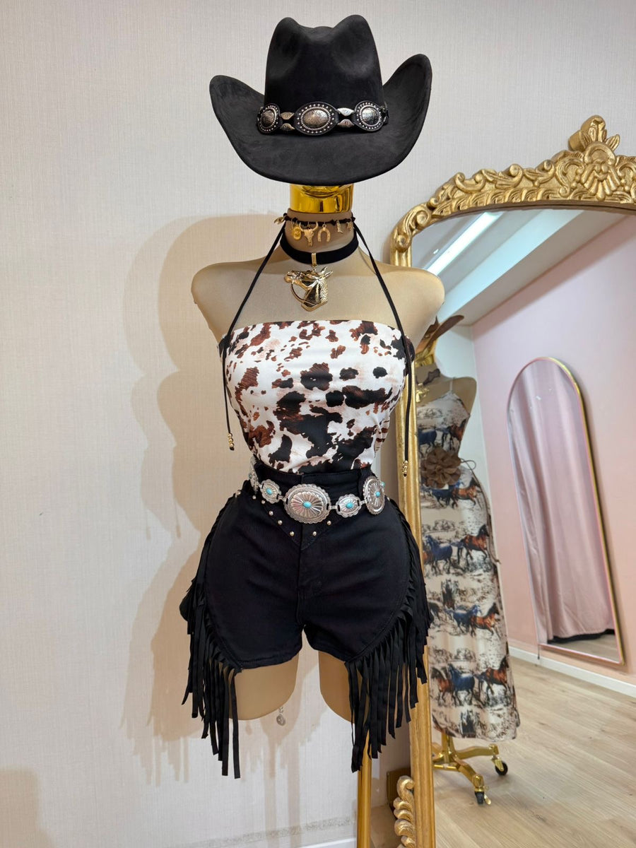 SHORT NEGRO MEZCLILLA FLECOS – Hollywear